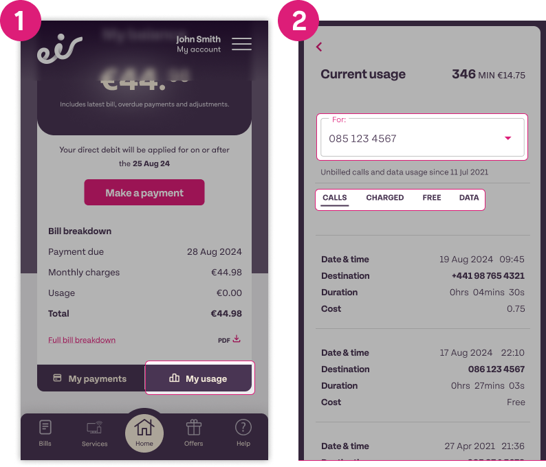 Bills and payments | eir app